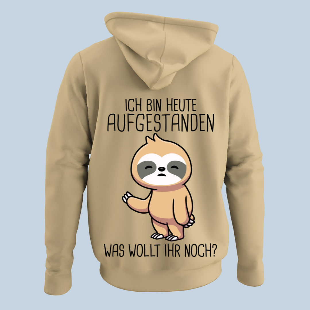 Aufgestanden Faultier - Hoodie Unisex Rückendruck